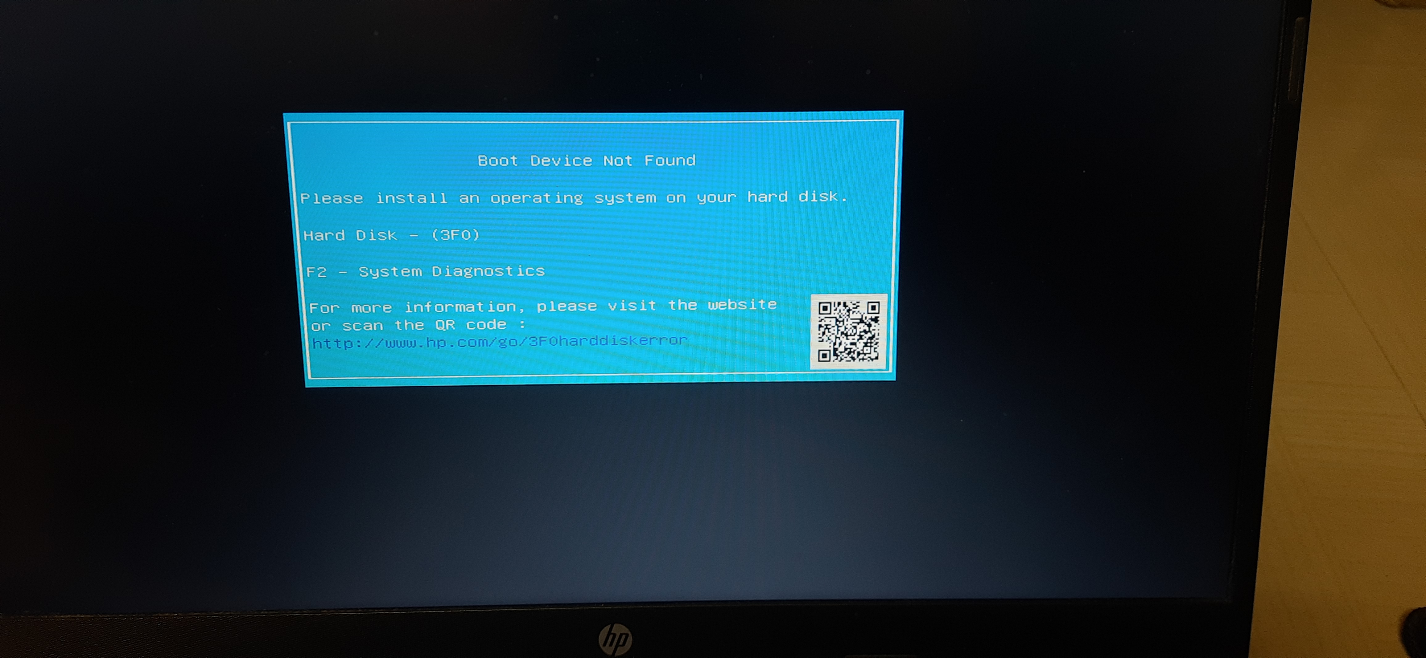 Boot device not found error - HP Support Community - 9390821