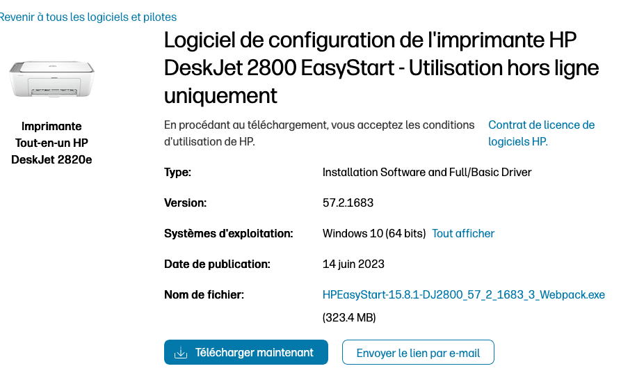 pilote hp deskjet 2800e - HP Support Community - 9393815
