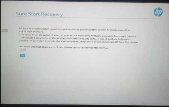 Sure start recovery and failed bios update - HP Support Community - 9397150