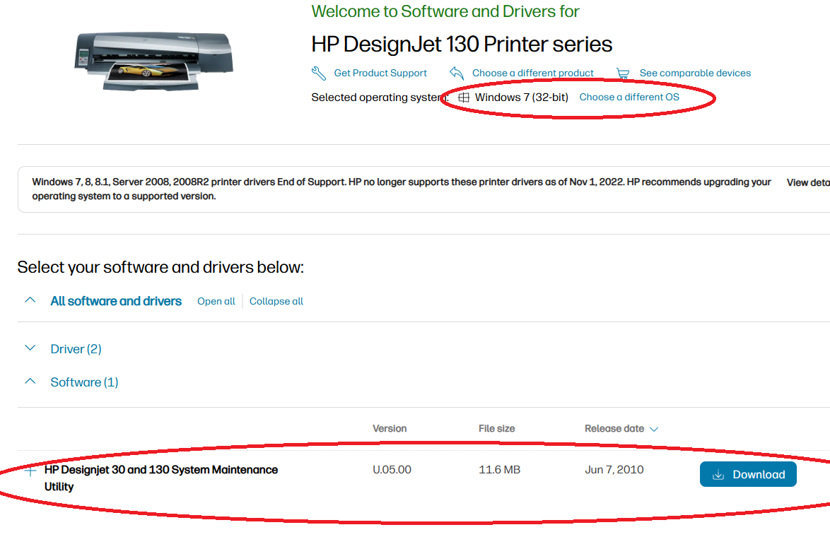 Solved: Drivers for HP DesignJet 130 - HP Support Community - 9400057