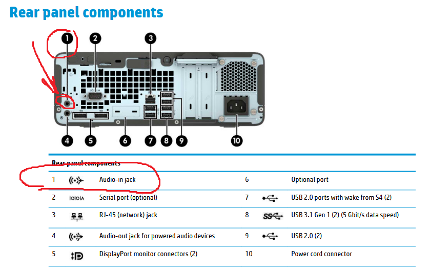 Microphone on the back panel - HP Support Community - 9402090