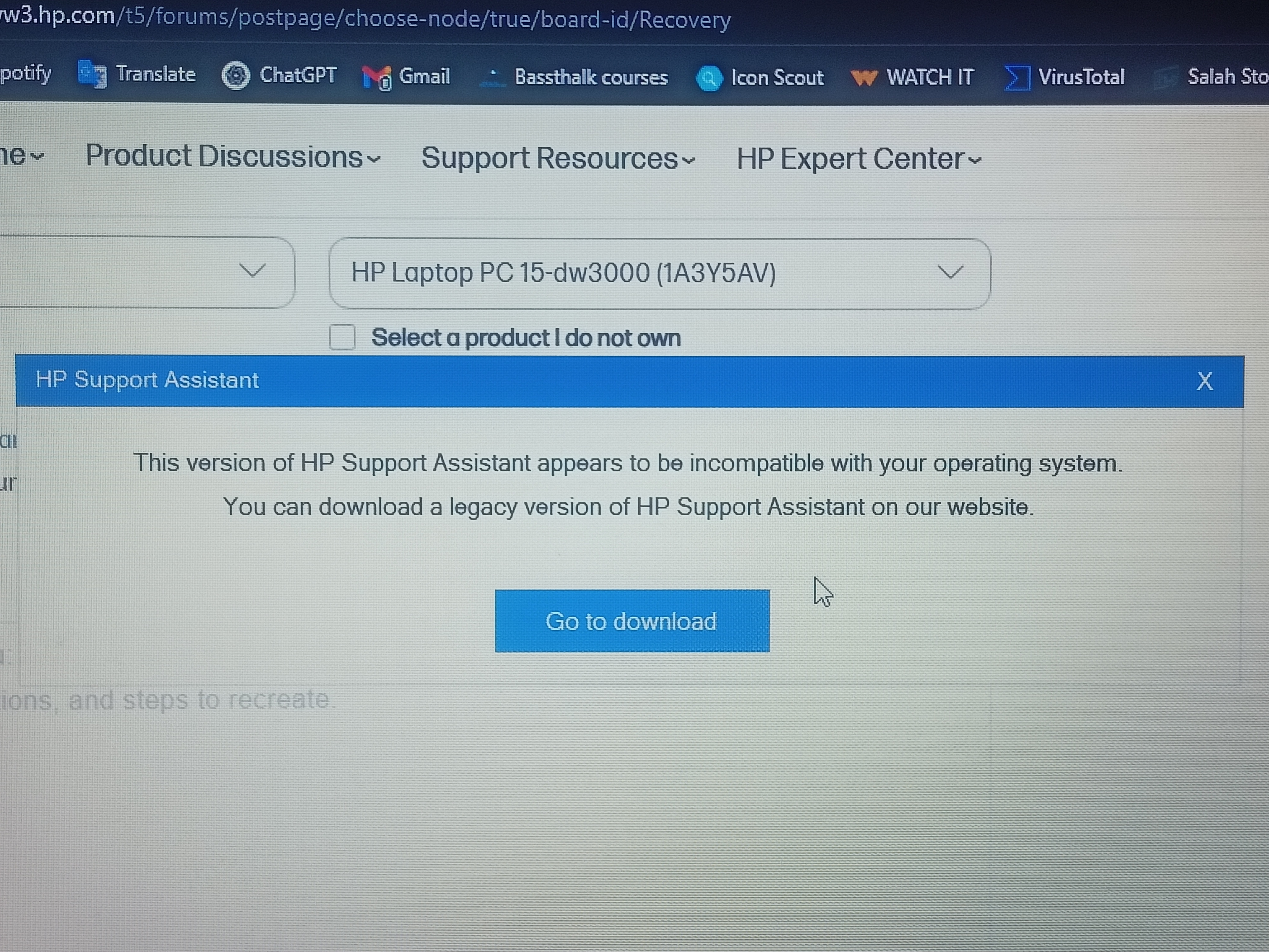 I can't install hp support assistant - HP Support Community - 9403974