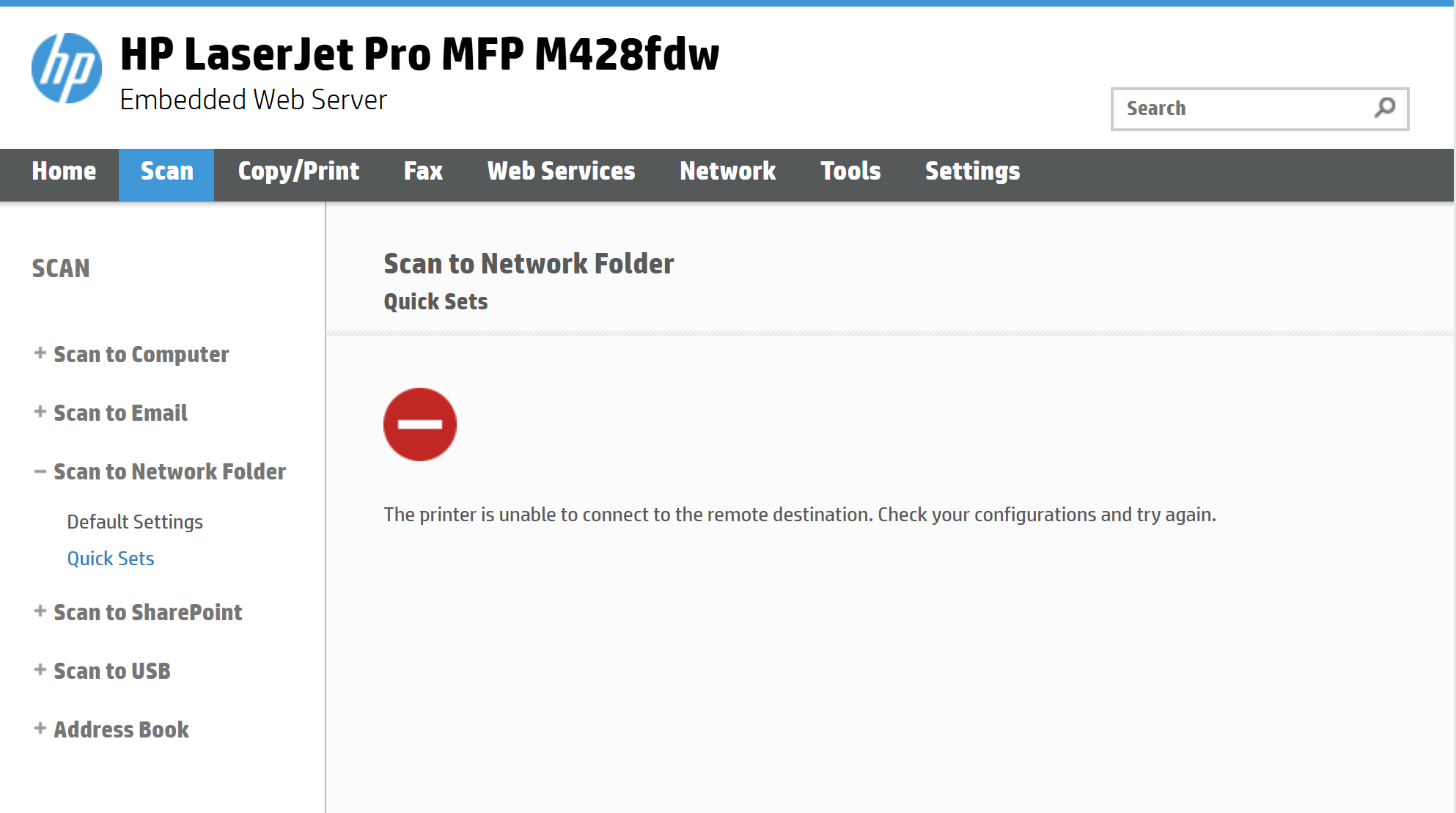 Scan to Network Folder Error - HP Support Community - 9410892
