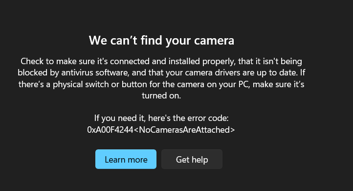 Camera App error code 0xA00F4244 - HP Support Community - 9412022