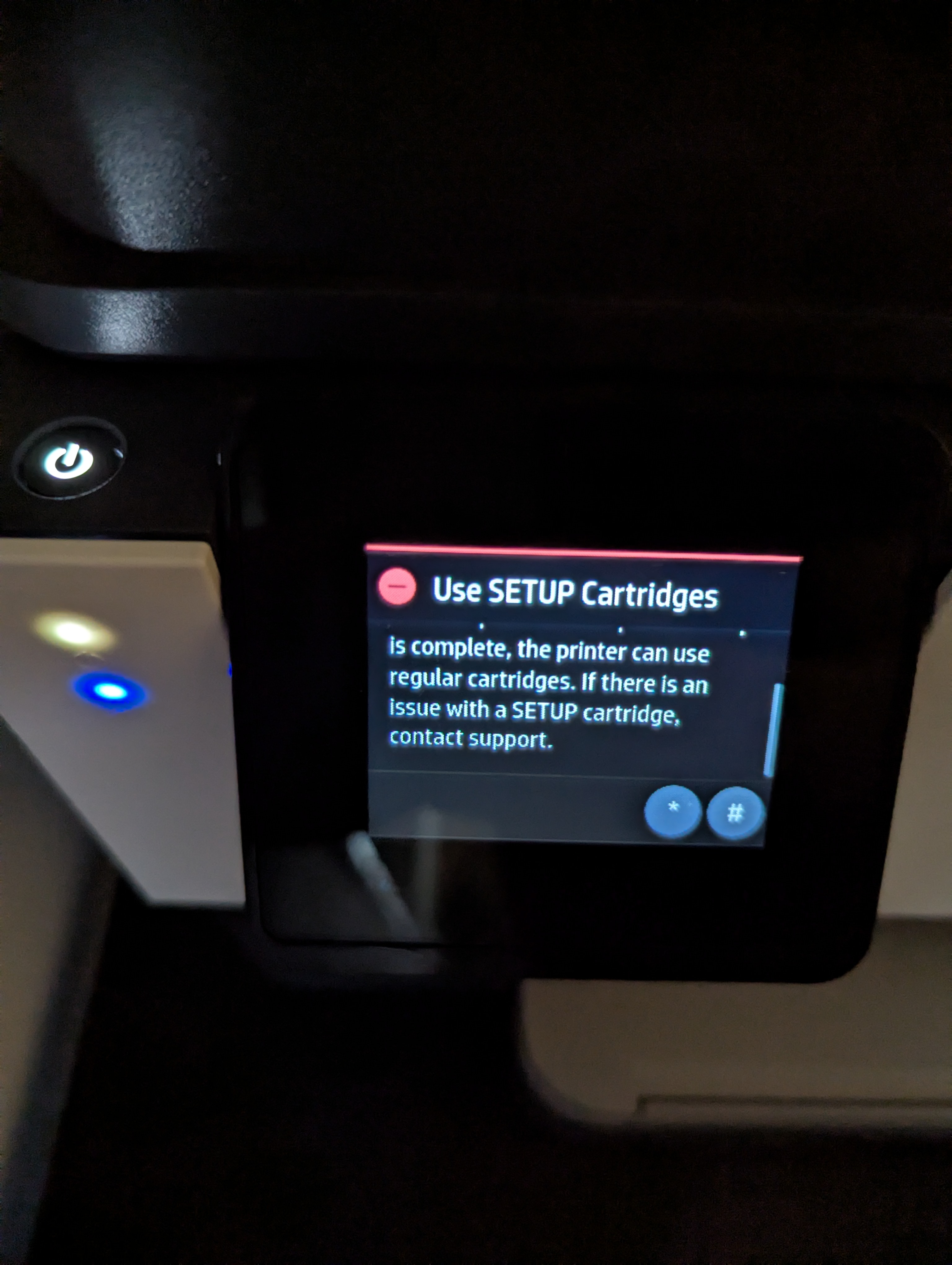 Setup error: "New, unused cartridges must be used to start u... - HP ...