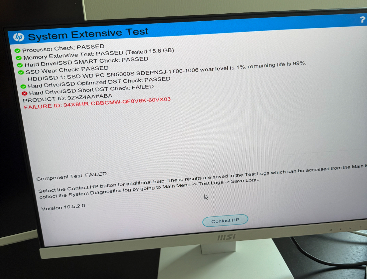 FAILURE ID: 94X8HR-CBBCMW-QF8V6K-60VX03 - HP Support Community - 9434678