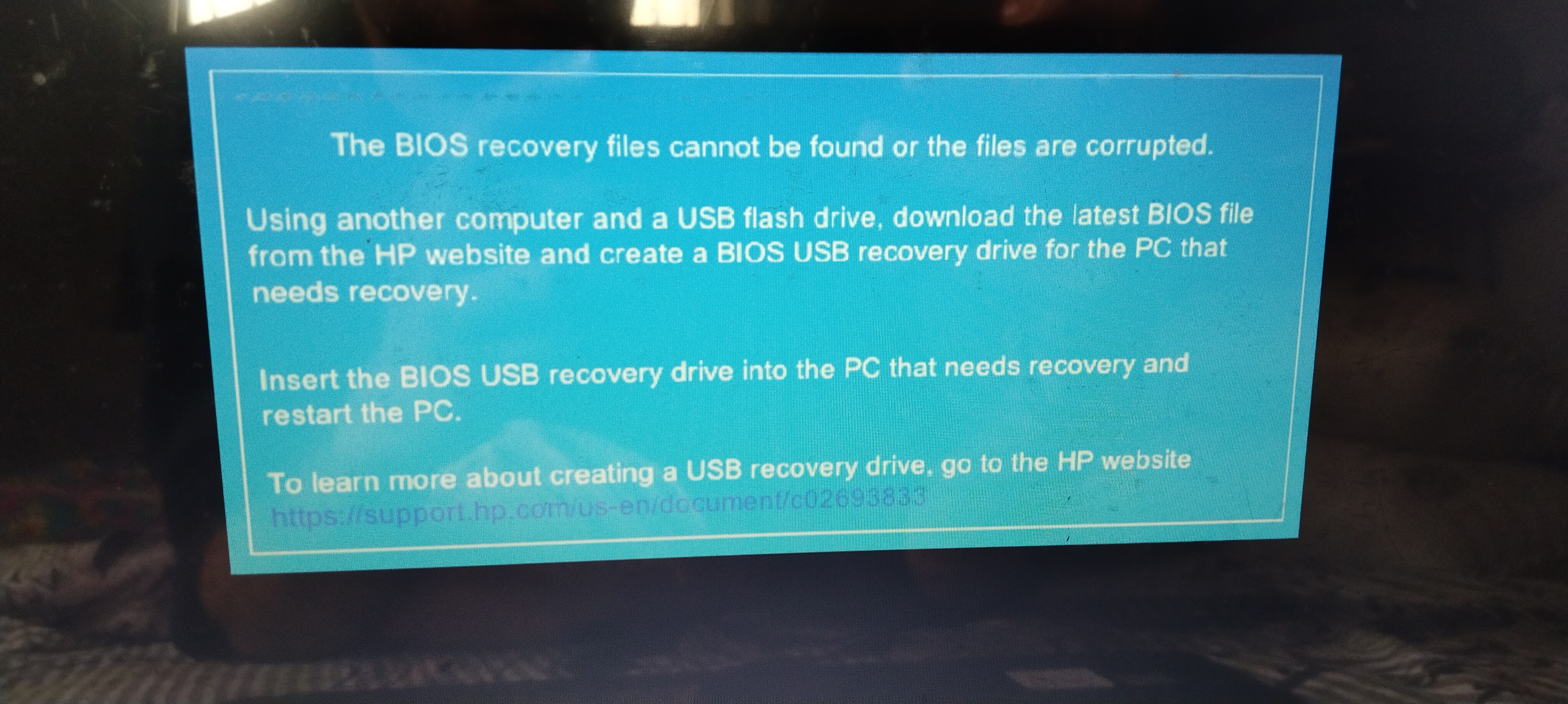It shows Bios files are corrupted or unavailable - HP Support Community ...