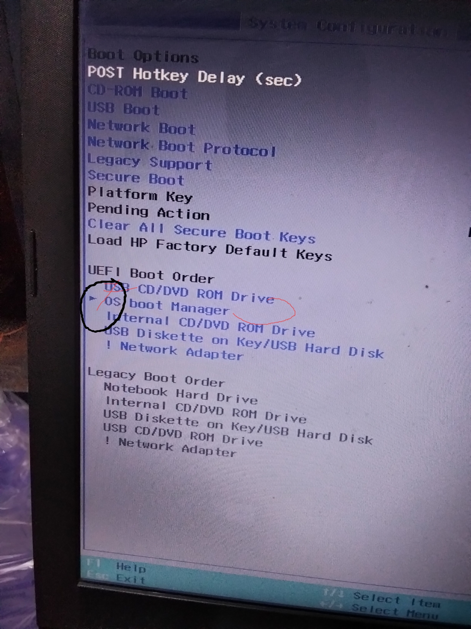 UEFI Boot Order - HP Support Community - 9443702