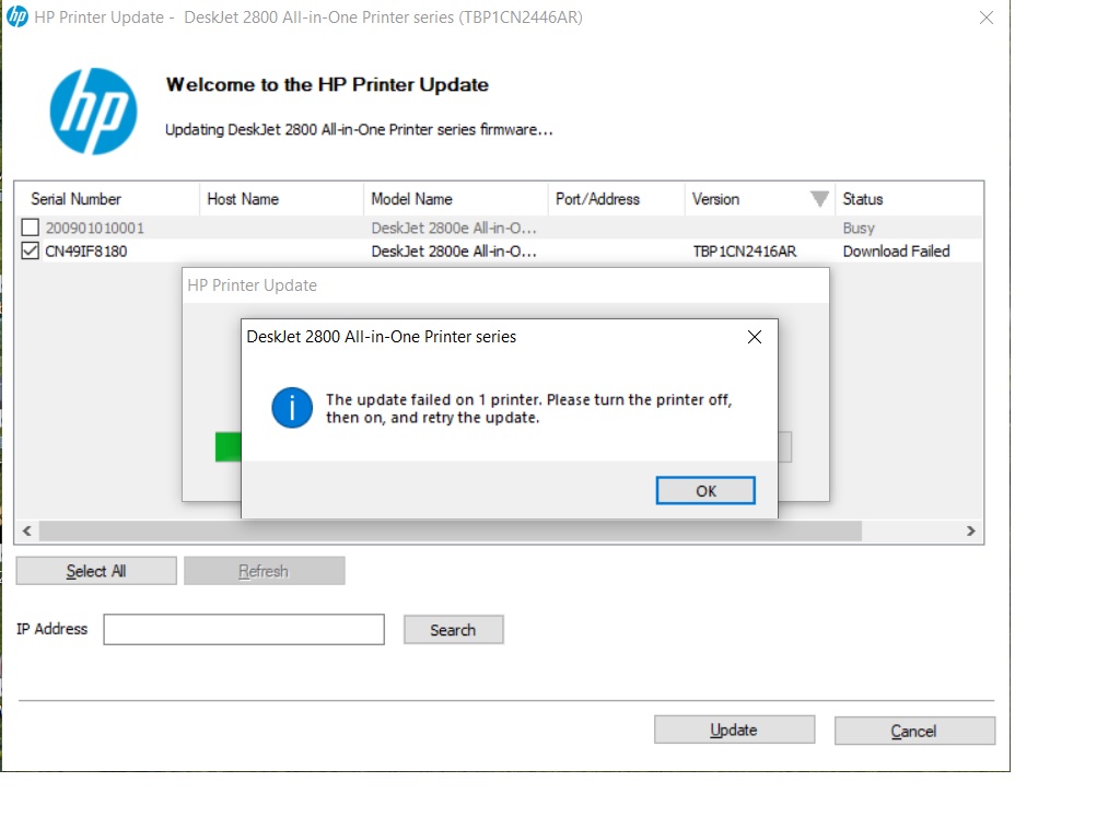 HP Deskjet 2820e error steady i light - HP Support Community - 9449107