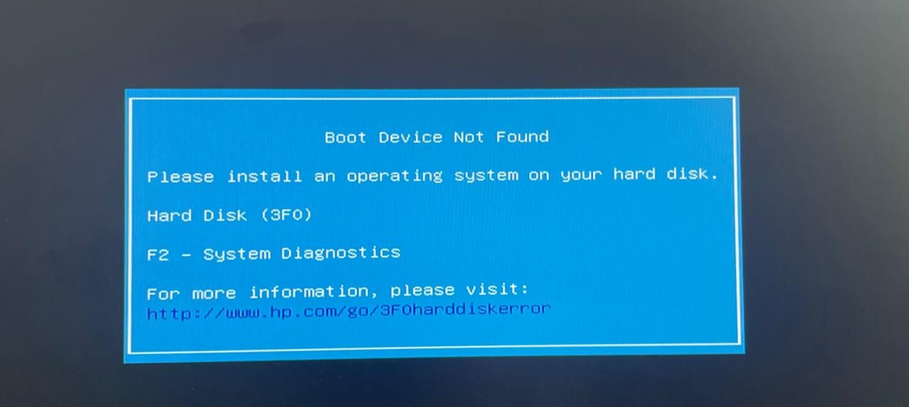 boot device not found hark disk 3f0 - HP Support Community - 9455206