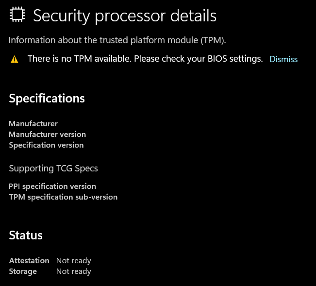 The system reports that no Trusted Platform Module (TPM) is ... - HP ...