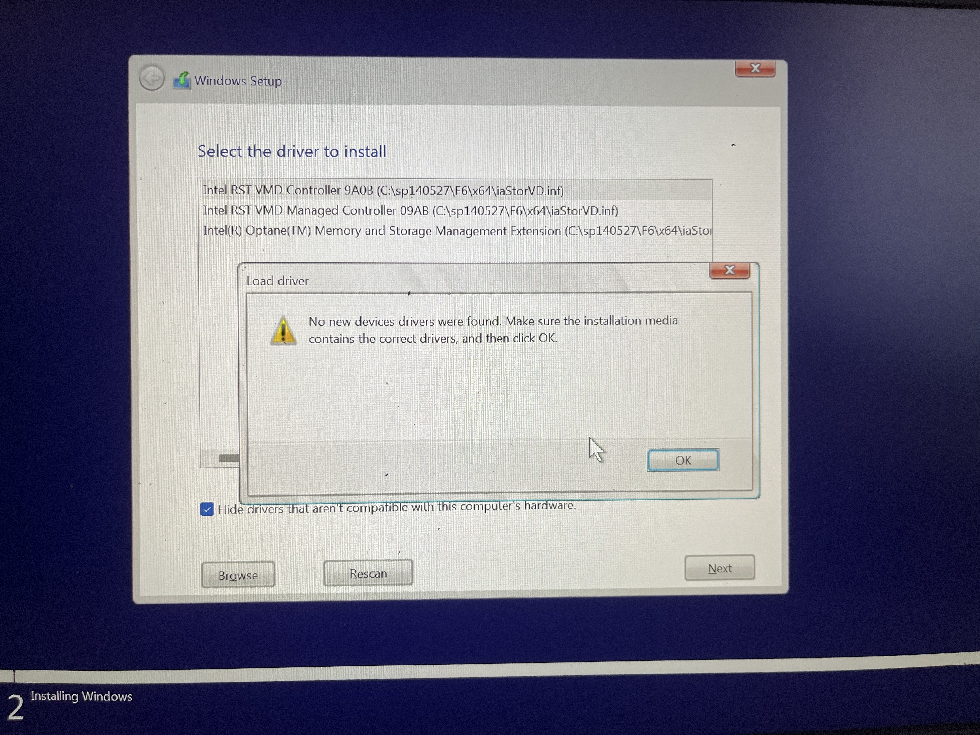 rst driver install error - HP Support Community - 9472958