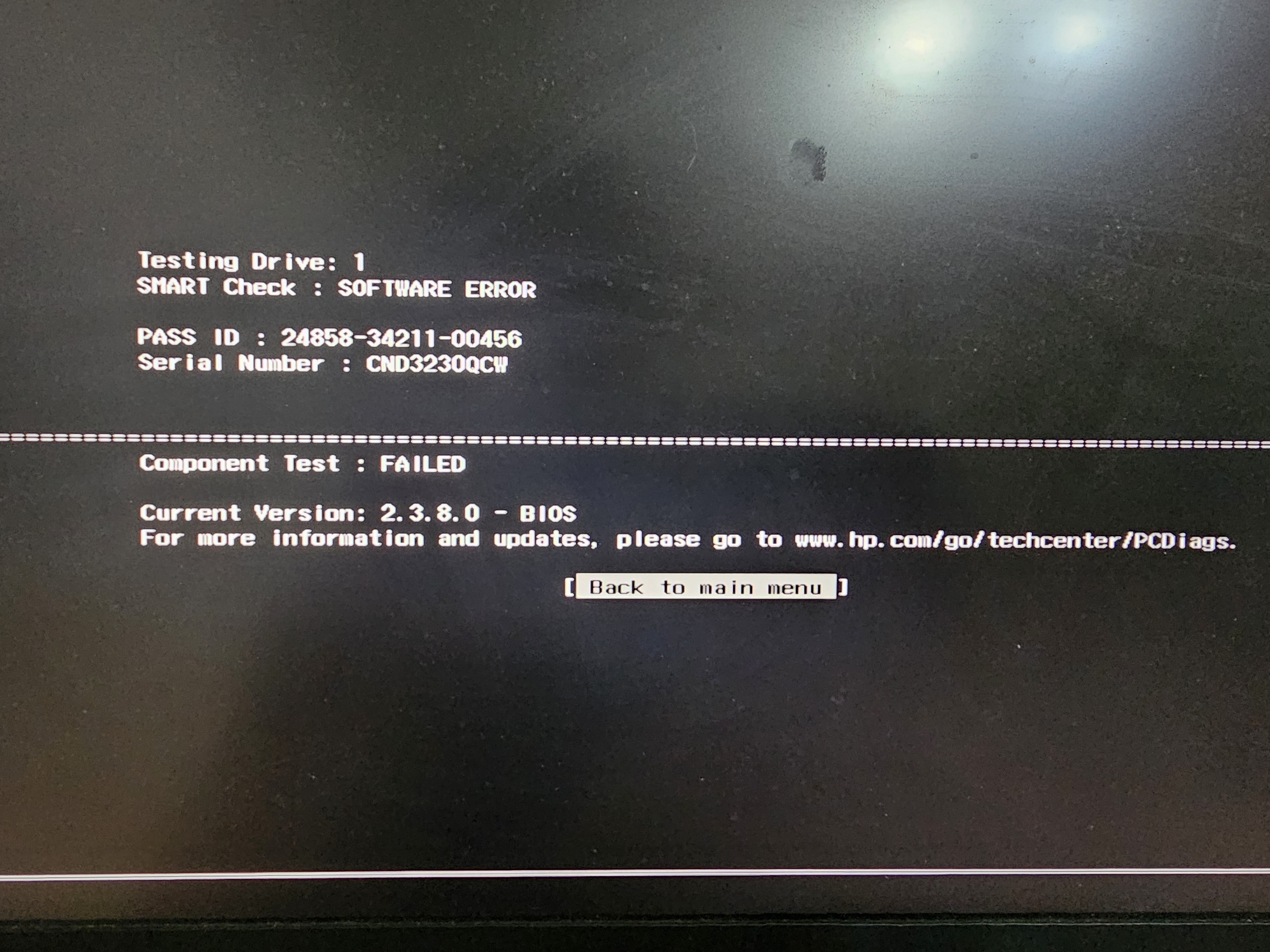 SMART CHECK : software error - HP Support Community - 9473859