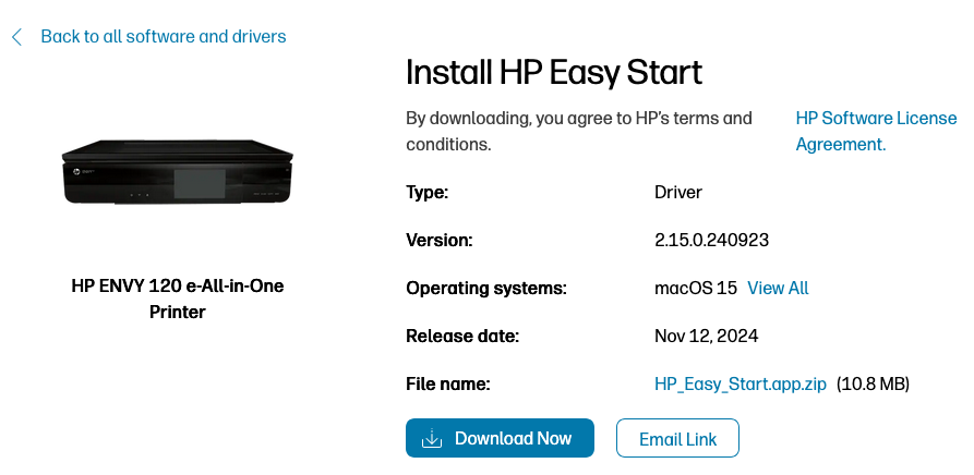 HP Envy 120 printer driver not available for iMac OS Sequoia - HP ...