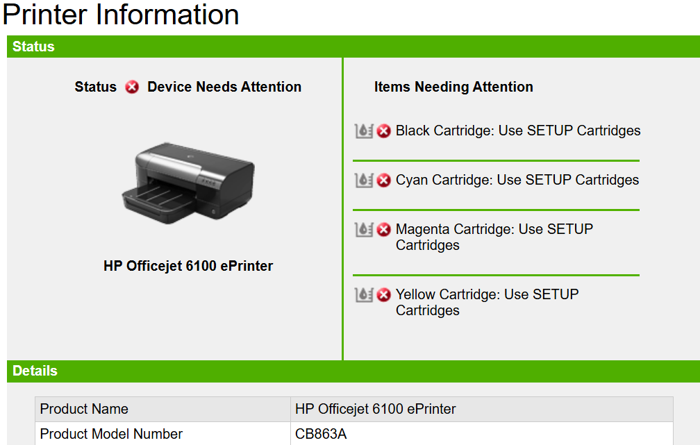 Printer cant recognise Cartridges and is busy, Bypass Setup ... - HP ...