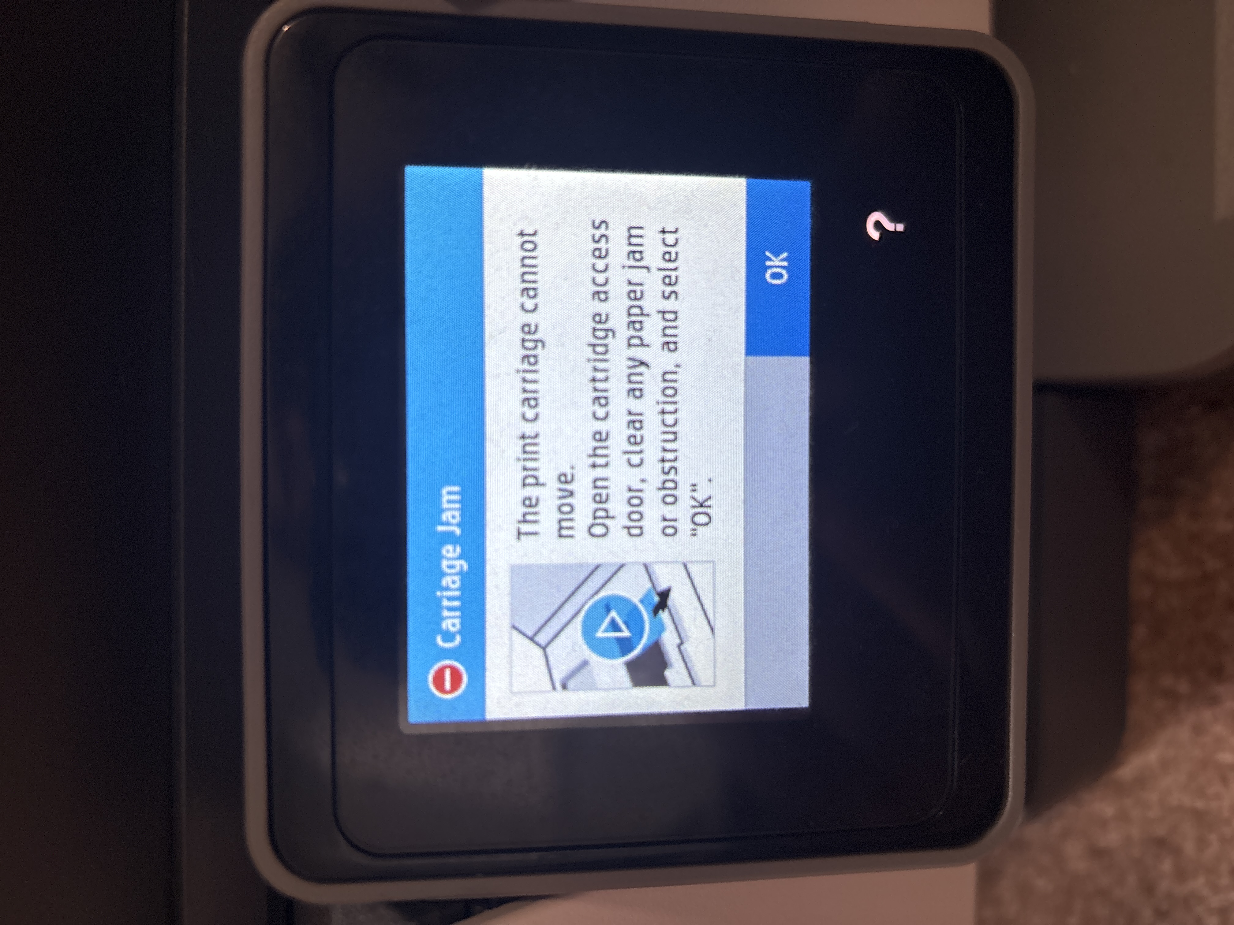 Printer carriage jam - HP Support Community - 9519971