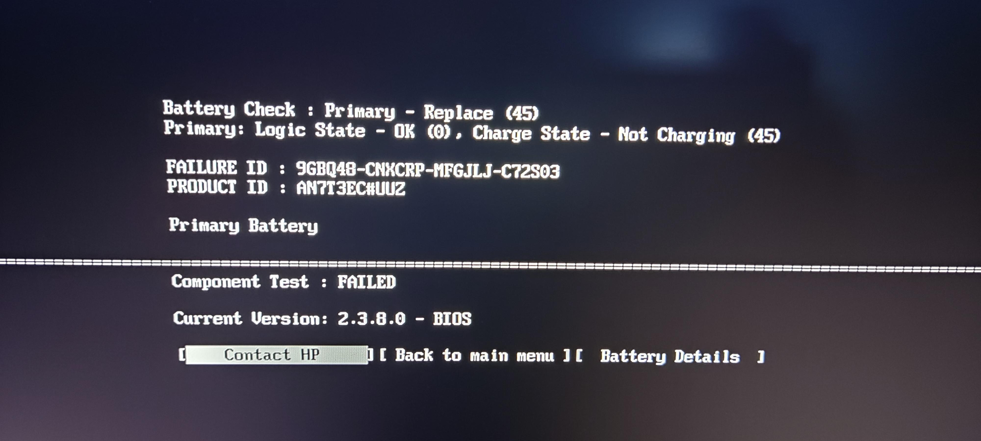 Failure details - Battery Check - HP Support Community - 9530202