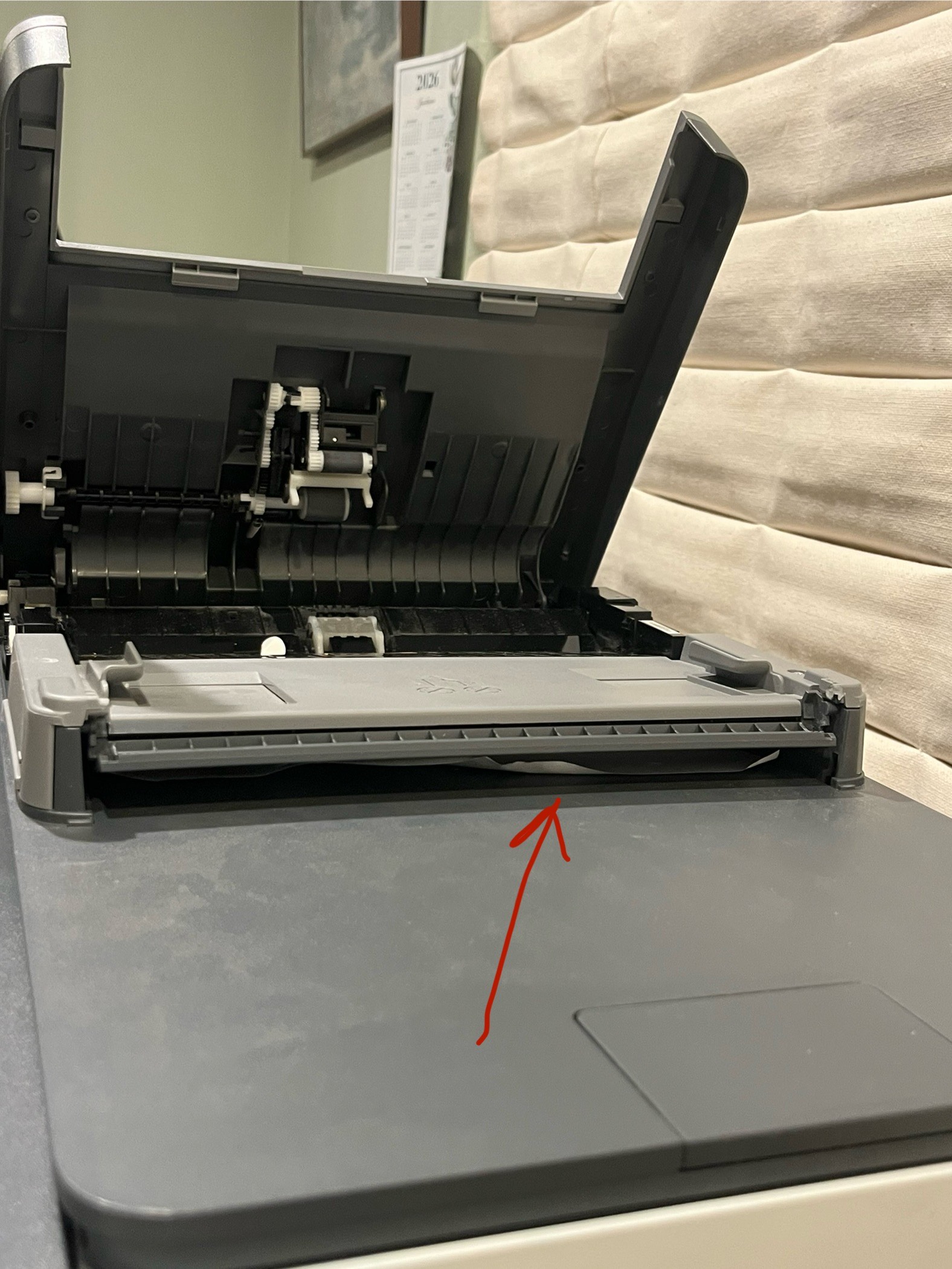 HP Smart Tank 7300 has paper stuck in between bottom of docu... - HP ...