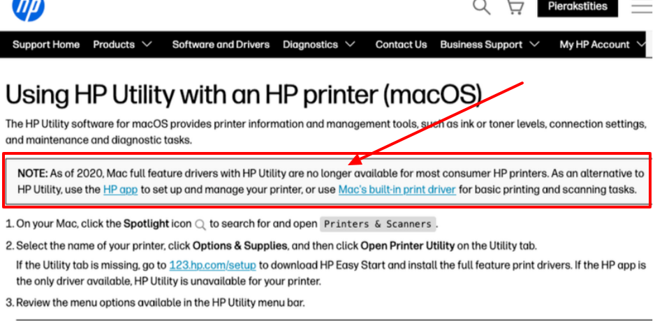 Is the macOS version of HP Utility still supported? - HP Support ...