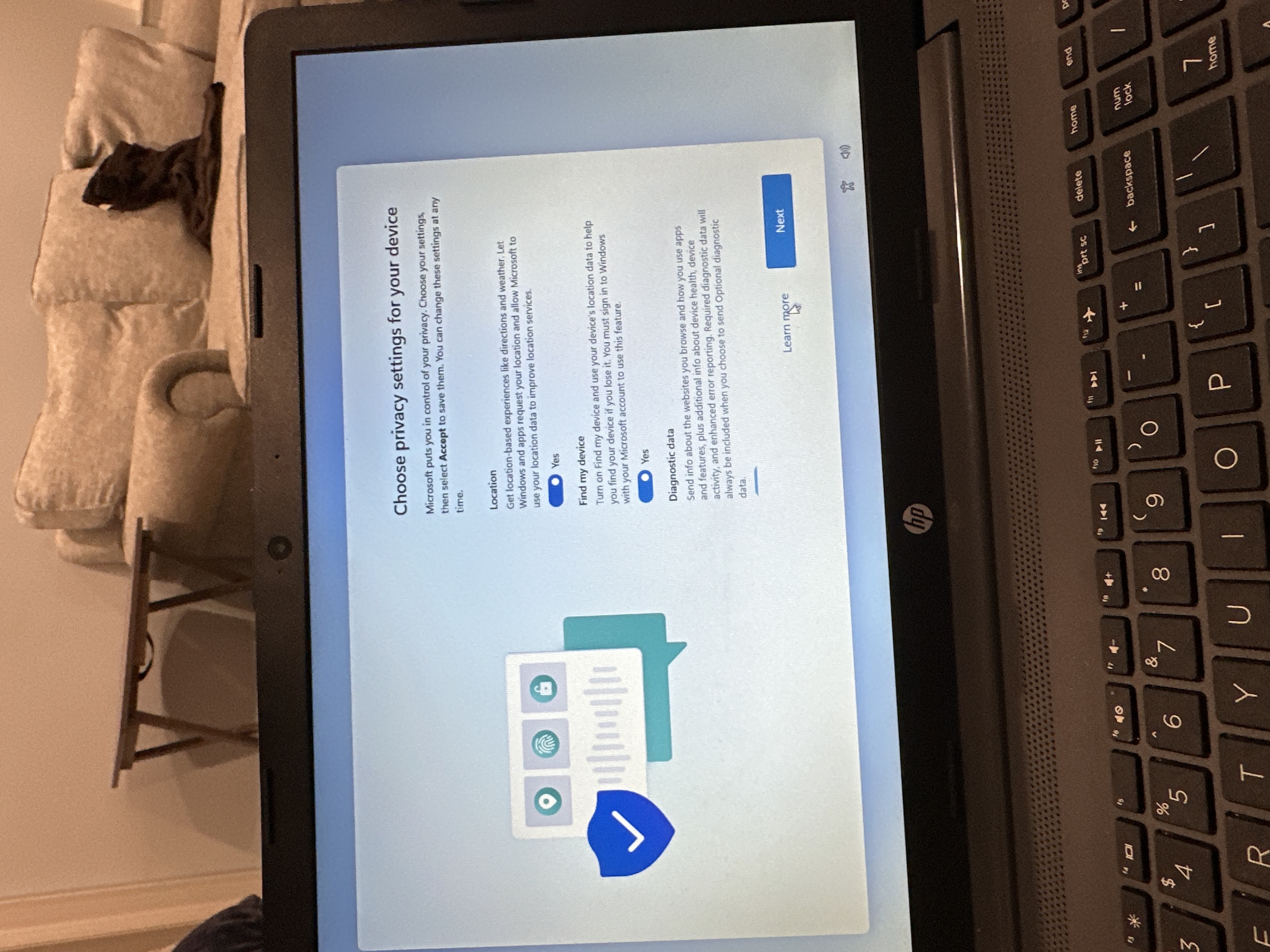 I can’t get pass choose privacy setting - HP Support Community - 9590892