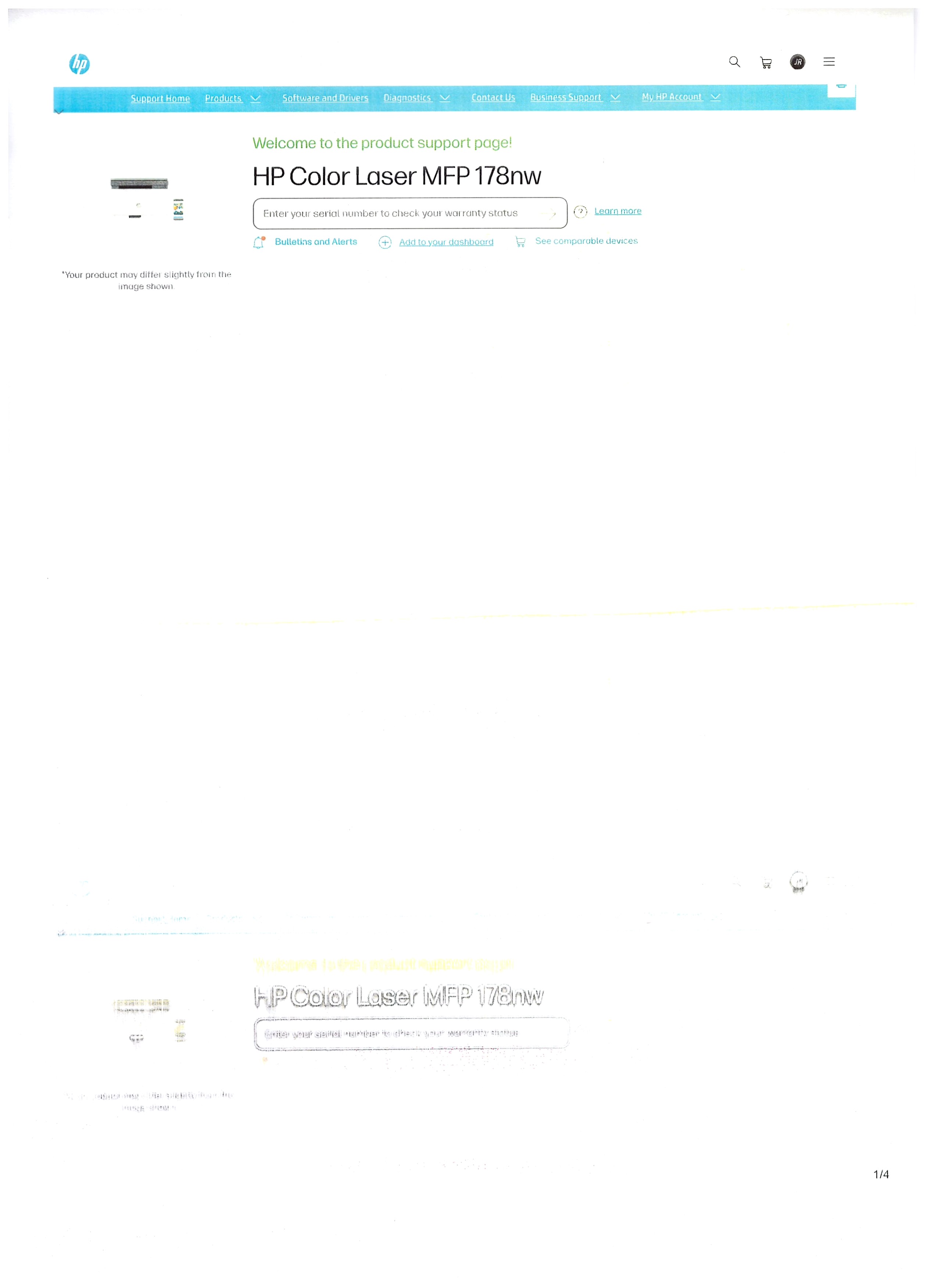 Duplicate, ghost printing on HP Color Laser MFP 178nw - HP Support ...