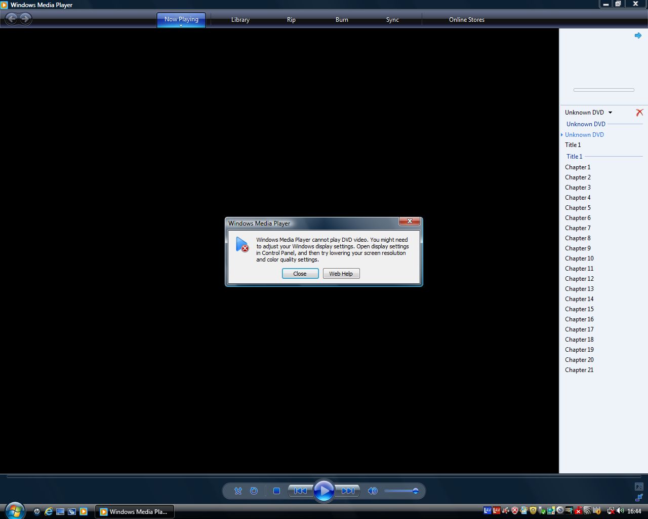 Solved: "WMP can't play DVD Video because Display Resolution or Colo ...