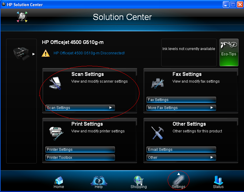 hp officejet 4500 - no scan options - HP Support Community - 831823