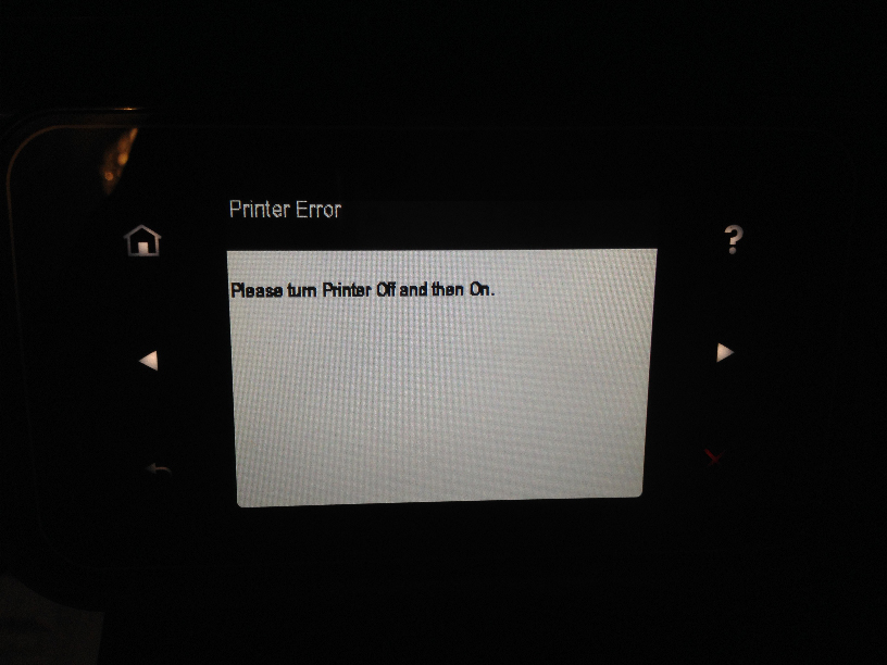 Photosmart 6510 Printer error/Blue screen on printer display... - HP ...